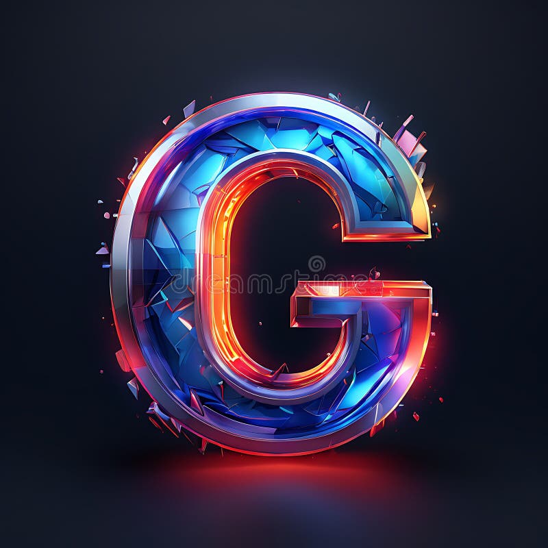 3D Crystallized Letter G with Neon Glow Stock Illustration ...