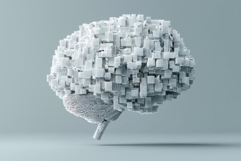 3D Cube Brain with Abstract, AI, and Intelligence Stock Illustration ...