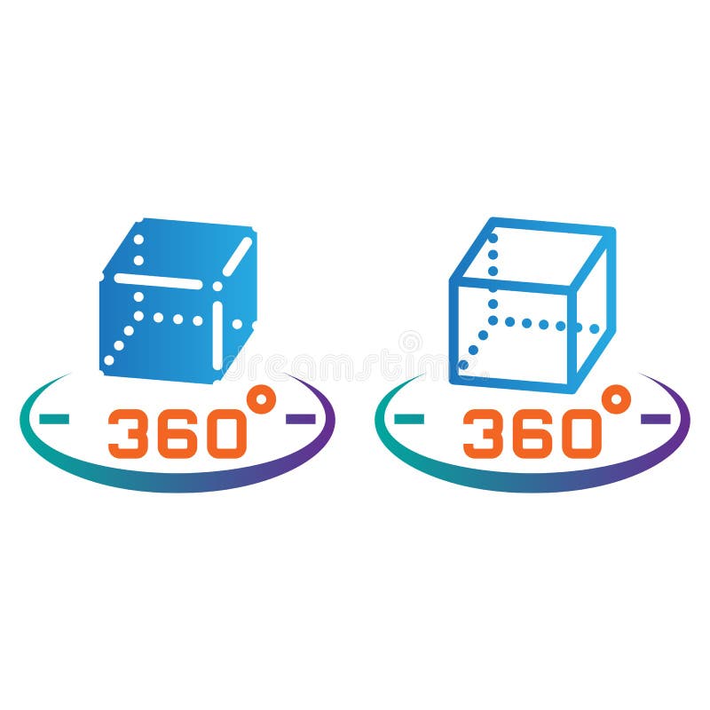 3d Cube 360 Degree Rotation Line Icon, Outline and Solid Vector Stock ...