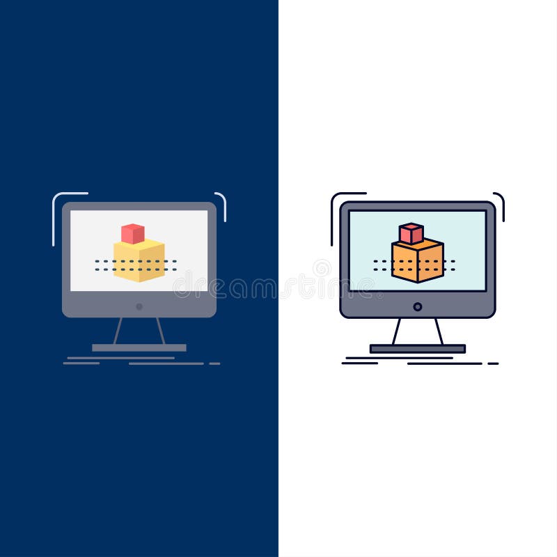 3d, Cube, Dimensional, Modelling, Sketch Flat Color Icon Vector Stock ...