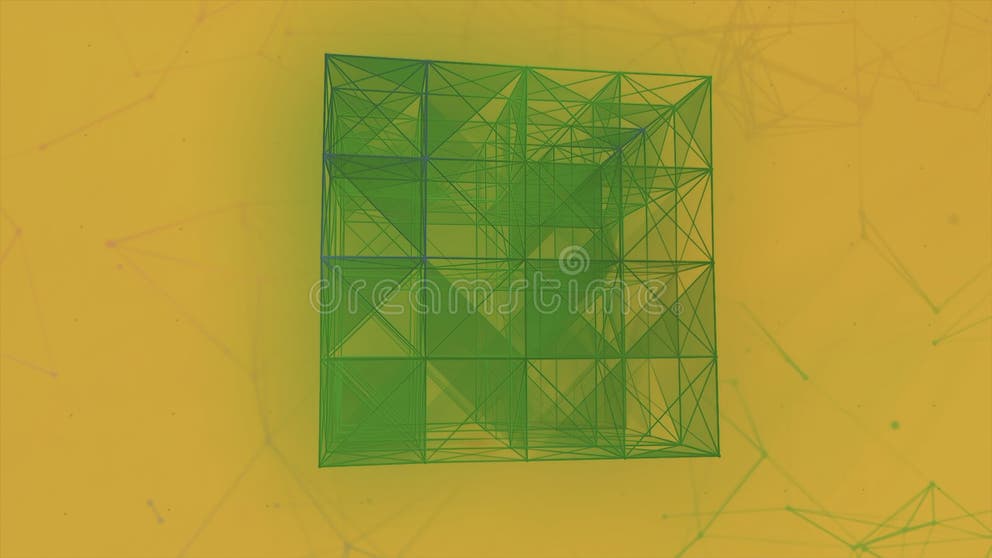 3D Cube of Geometric Lines. Motion. Polygonal Cube with Lines and ...