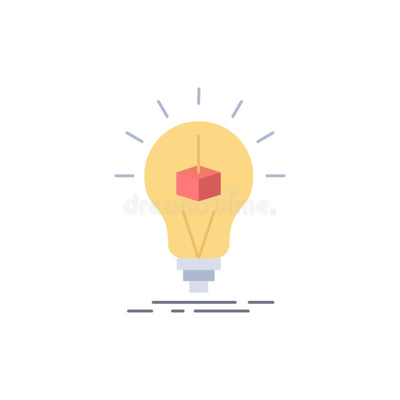 3d Cube, Idea, Bulb, Printing, Box Flat Color Icon Vector Stock Vector ...