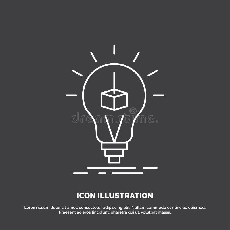 3d Cube Idea Bulb Printing Box Icon Line Vector Symbol For Ui And Ux Website Or Mobile