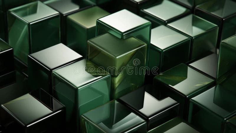 3D Cube Made of Matte Ceramic Material, Close-up, Bistro Green Color ...