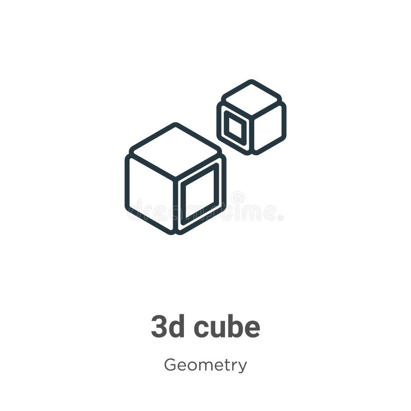 3d Cube Outline Vector Icon. Thin Line Black 3d Cube Icon, Flat Vector ...