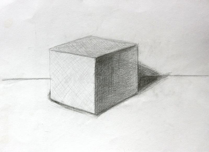 3d Cube Pencil Sketch Stock Illustration Illustration Of Highlight