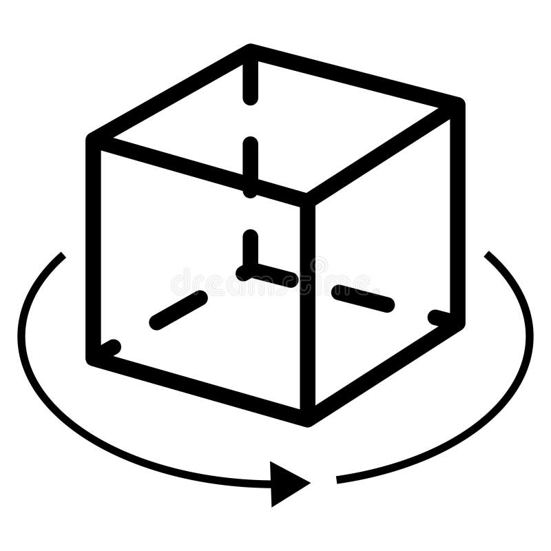 3d Cube Rotation View Icon Cube Rotation Thin Line Icon Cube 360 Degrees Rotate Vector