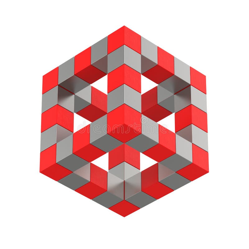 3D Cube Shape from Cubes. Abstract Cube Construction. Icon. Geometric ...