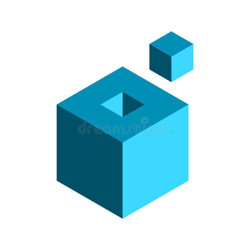 3D Cube with Small Part Outside. Missing Piece Idea. Stock Vector ...