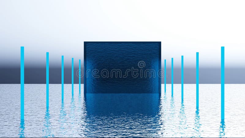 3D Cube on Surface of Water. Design. Japanese-style Animation with ...
