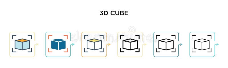 3d Cube Vector Icon in 6 Different Modern Styles. Black, Two Colored 3d ...
