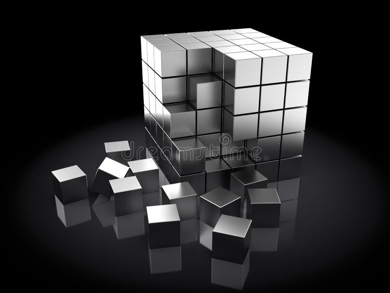 Digitally Generated Grey Cubes Floating Stock Illustration ...