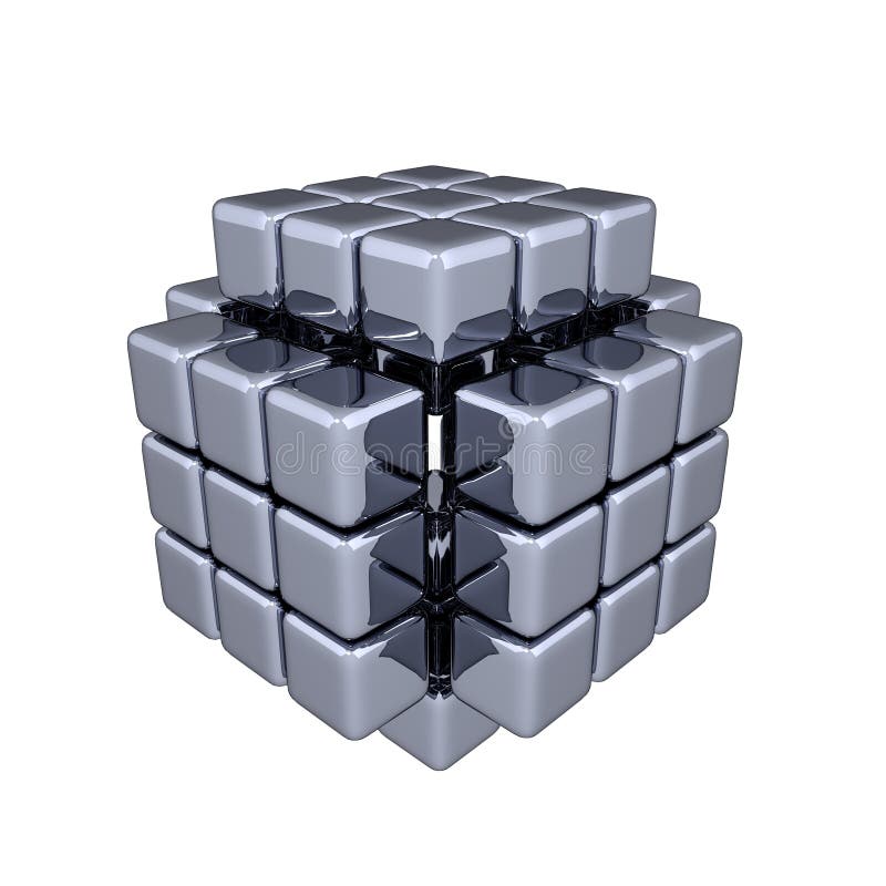 3D Metallic Cubes stock image. Illustration of assembly - 32532601