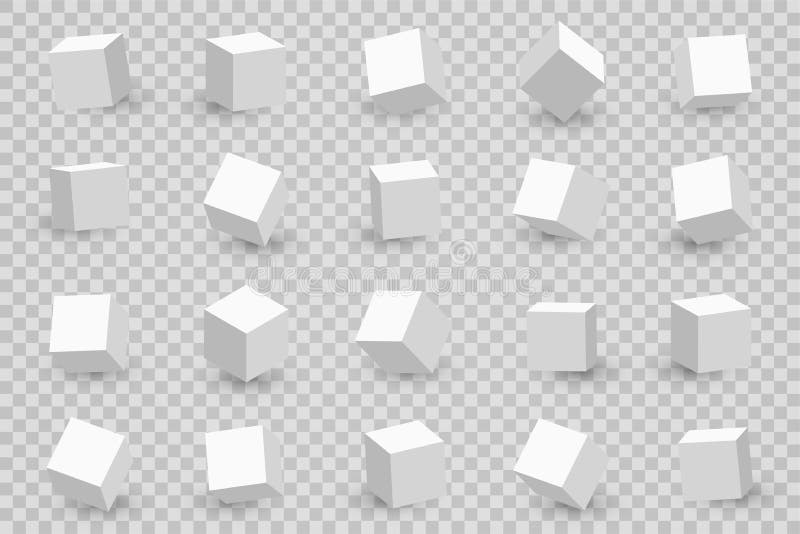 3d Cubes in Different Perspective, Angles and Isometric View. White ...