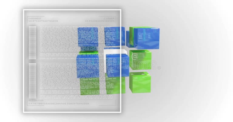 3D Cubes in Green and Blue with Text and Code Image Over White ...