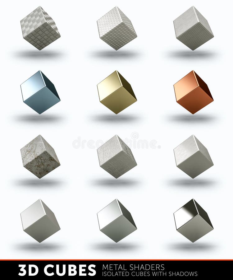 3D Cubes with Metal Textures Stock Illustration - Illustration of ...