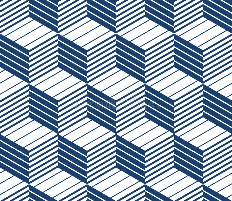 3D Cubes Seamless Pattern Vector Background, Lined Dimensional Blocks ...