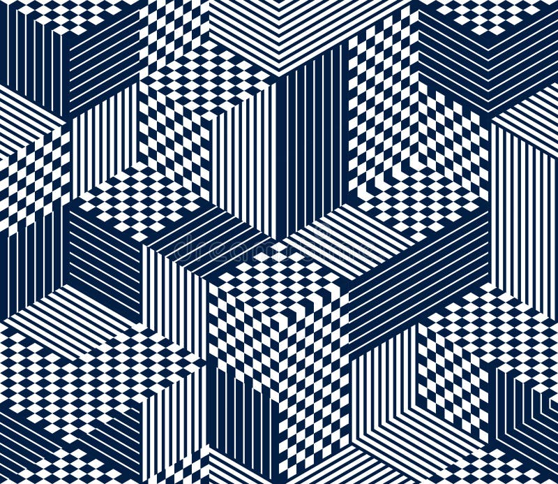 3D Cubes Seamless Pattern Vector Background, Rhombus and Triangles ...