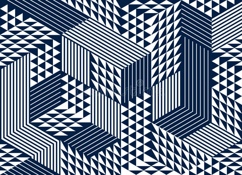 3D Cubes Seamless Pattern Vector Background, Rhombus and Triangles ...