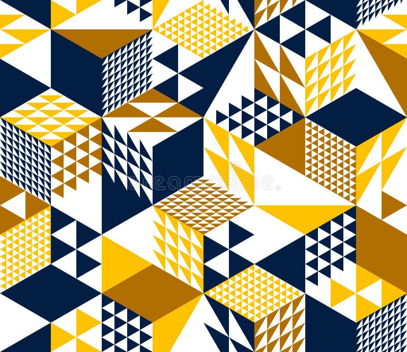 3D Cubes Seamless Pattern Vector Background, Rhombus and Triangles ...