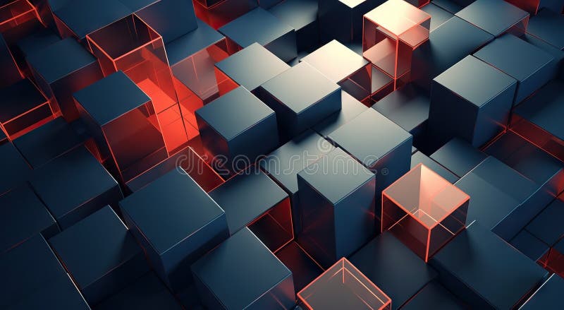 3d Cubes with Triangles, in the Style of Dark, Foreboding Colors ...