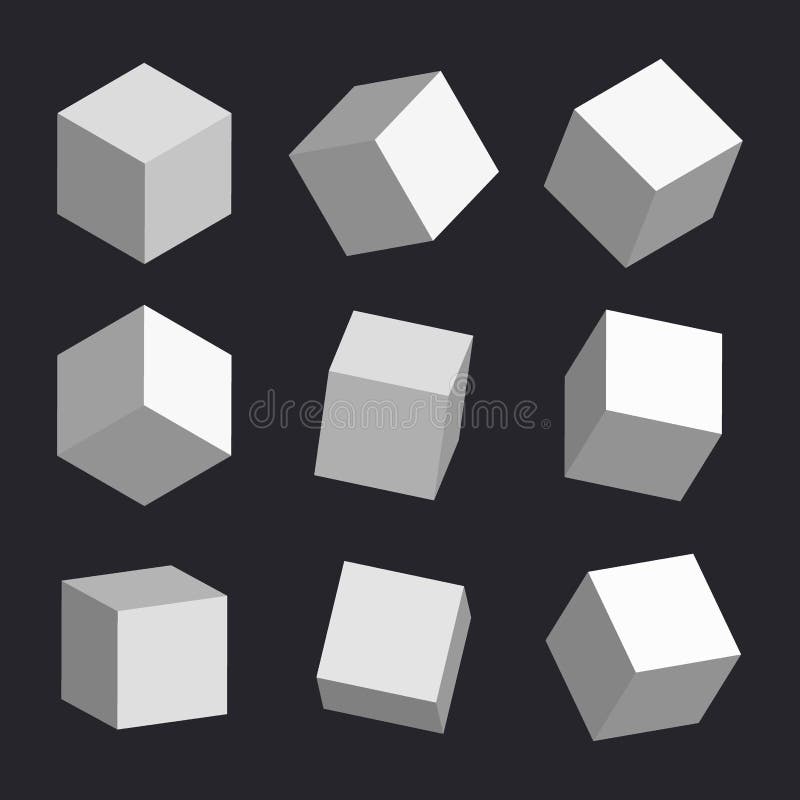 3D Cubes Vector Box Square Geometric Shape Isometric Block Illustration ...