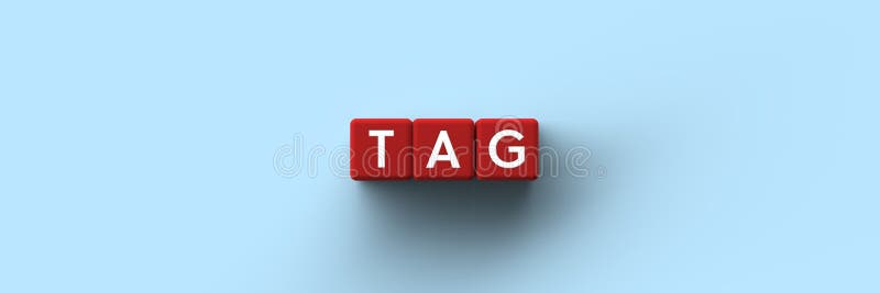 3D Cubes with the word tag stock illustration. Illustration of sign ...