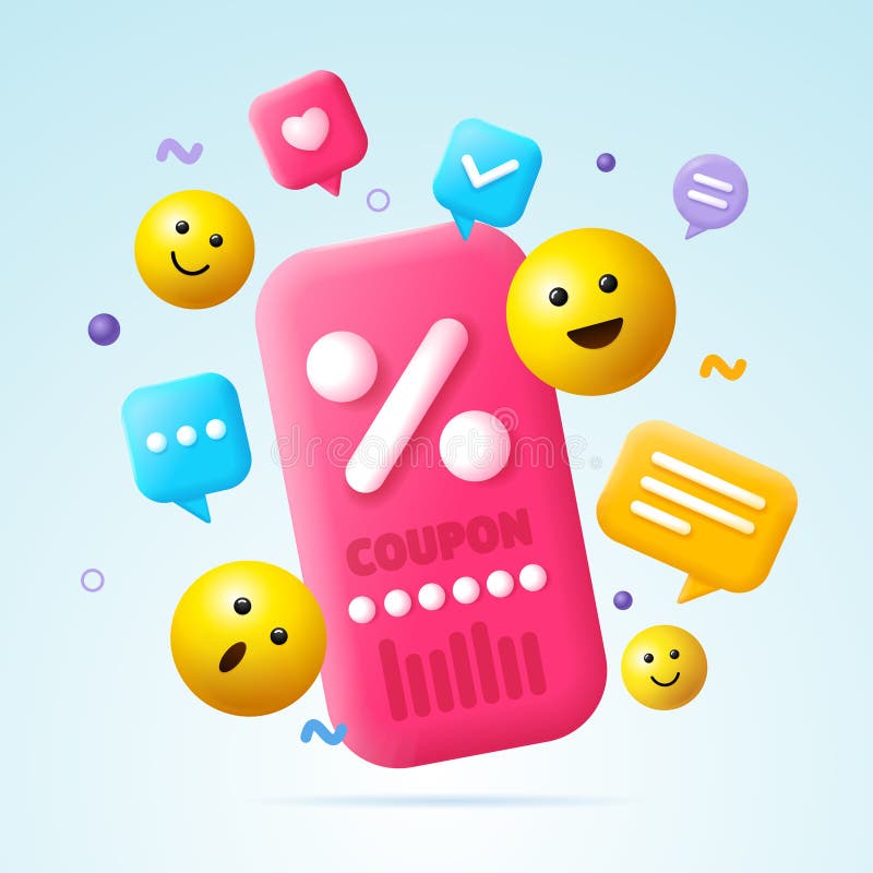3d Cupon Concept Cartoon Style. Vector Stock Vector - Illustration of ...