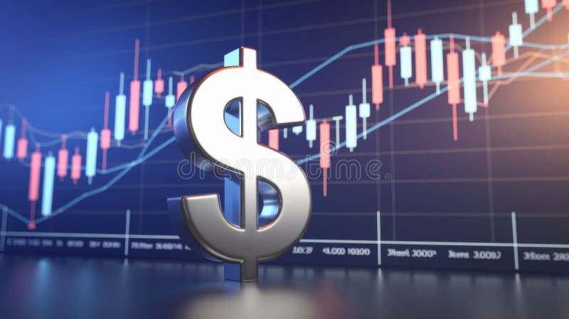 3D Currency Symbol with Dynamic Financial Market Chart in the ...