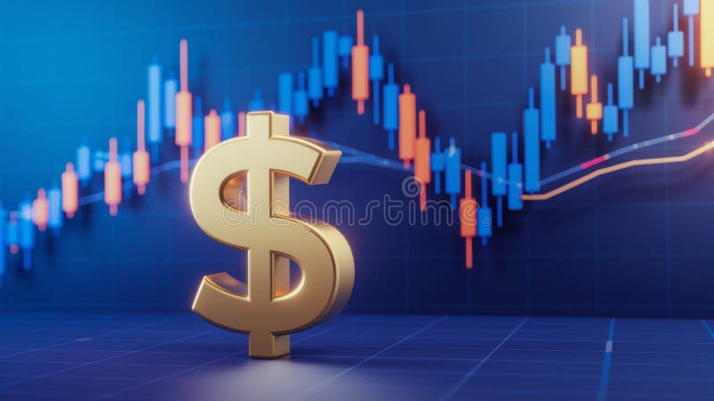3D Currency Symbol with Dynamic Financial Market Chart in the ...