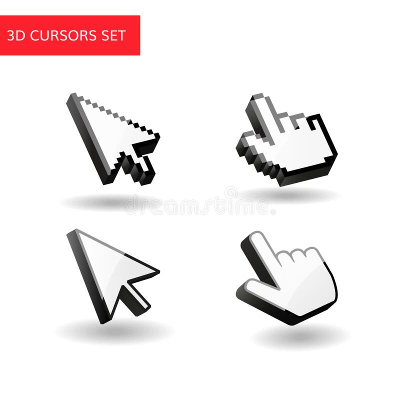 3d Cursors Set. Pixel Mouse Stock Vector - Illustration of graphic ...