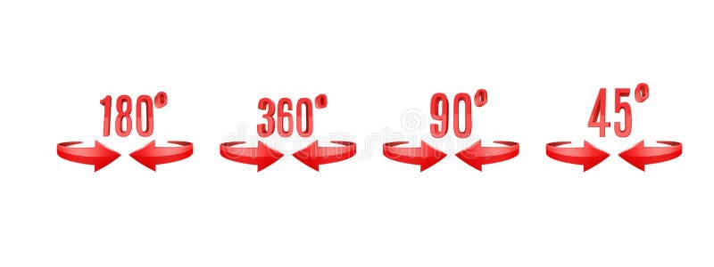 3D Curve Arrows and Rotation Angle Degrees Sing. Stock Vector ...