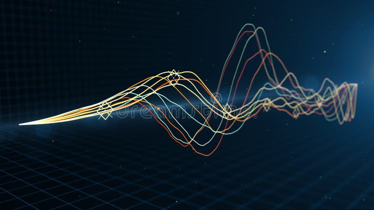 Curve Graph Wave Chart Statistic Diagrams with Particles on Black ...