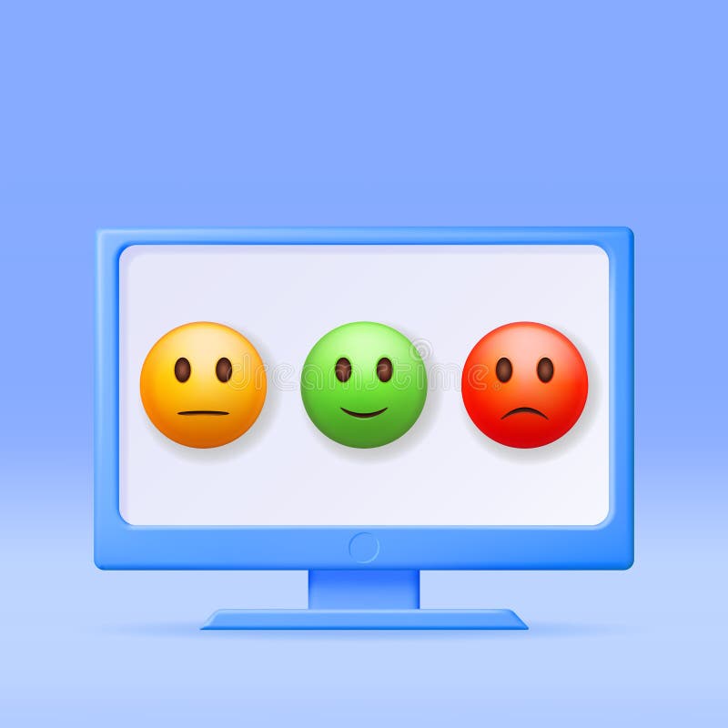 3D Customer Rating Smile Emoticons in Computer Stock Vector ...