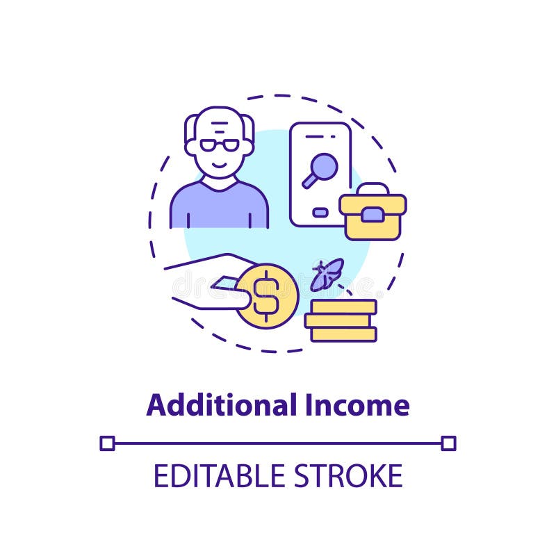 2D Customizable Additional Income Line Icon Concept Stock Vector ...