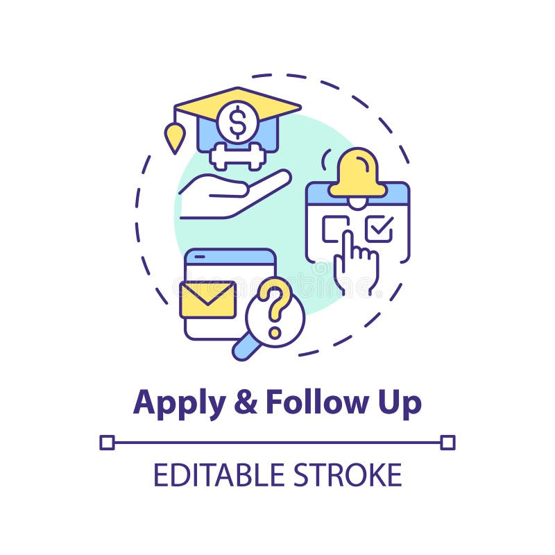 2D Customizable Apply and Follow Up Line Icon Concept Stock Vector ...