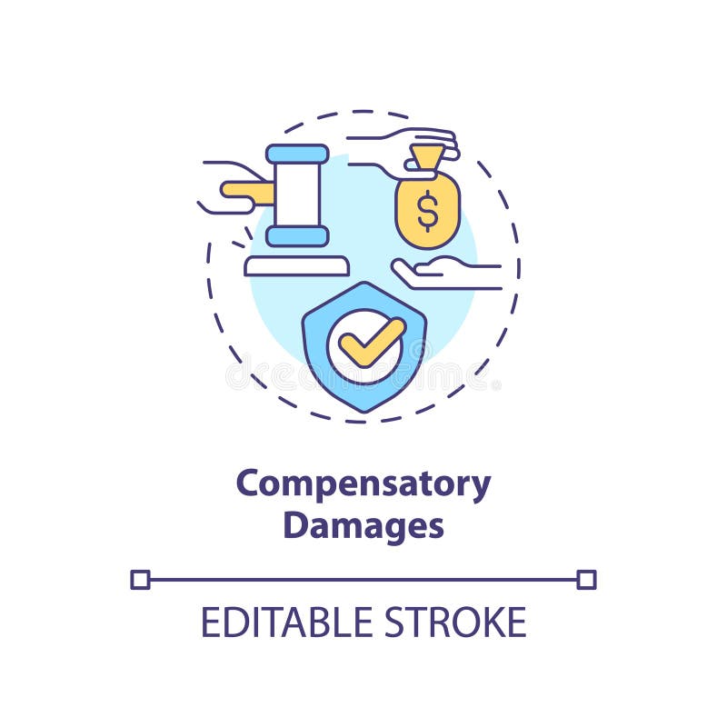 2D Customizable Compensatory Damages Line Icon Concept Stock Vector ...