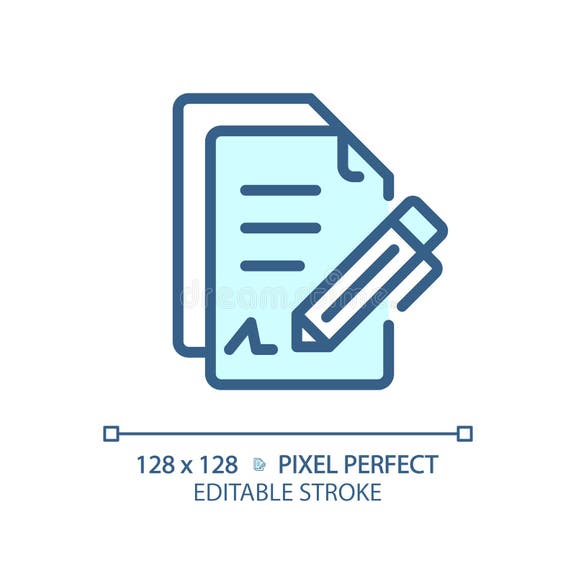 2D Customizable Contract Thin Linear Blue Icon Stock Vector ...