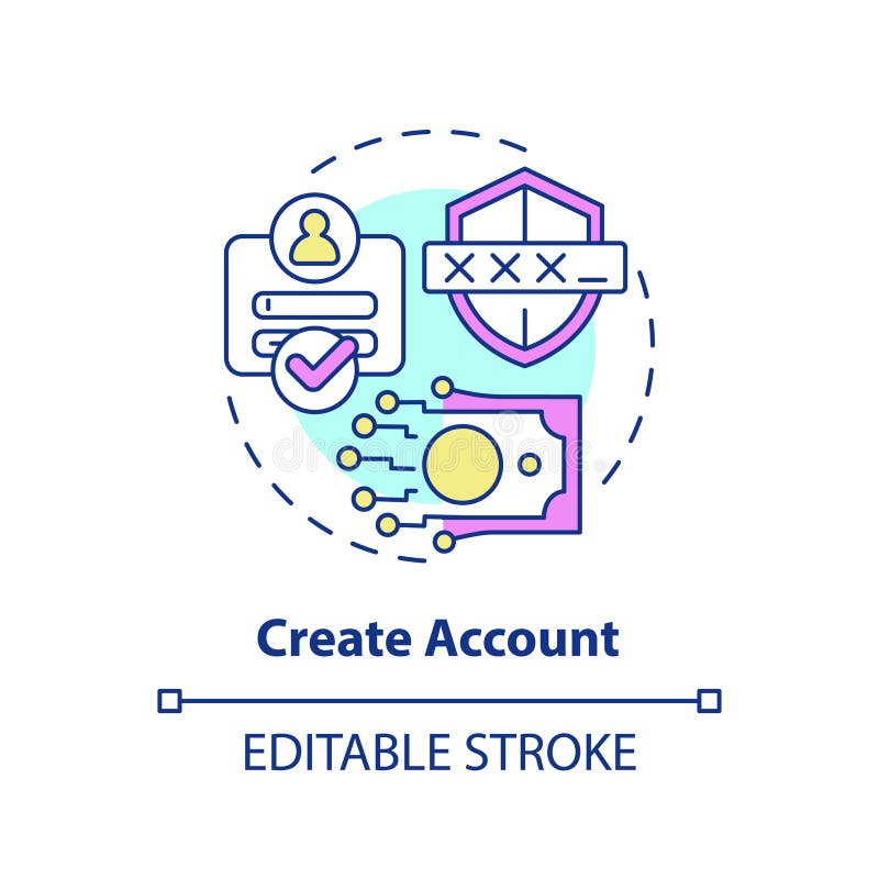 2D Customizable Create Account Line Icon Concept Stock Vector ...