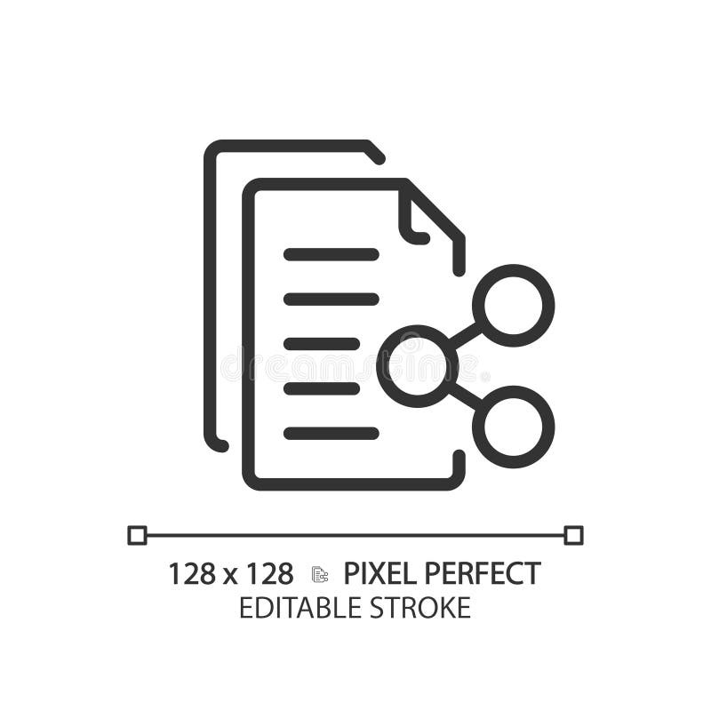 2D Customizable Document Sharing Thin Line Black Icon Stock Vector ...