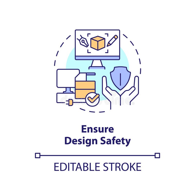 2D Customizable Ensure Design Safety Line Icon Concept Stock Vector ...