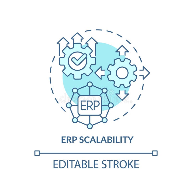 Enterprise Resource Planning Text with Line Icons Stock Illustration ...