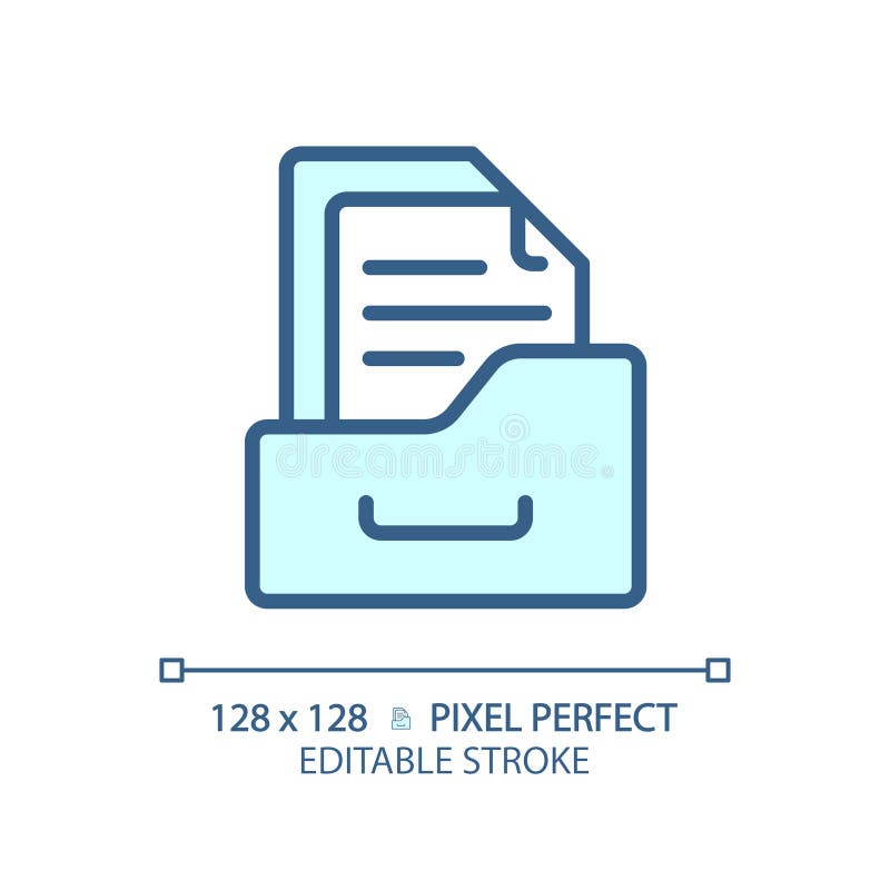 2D Customizable Folder Thin Linear Blue Icon Stock Vector ...