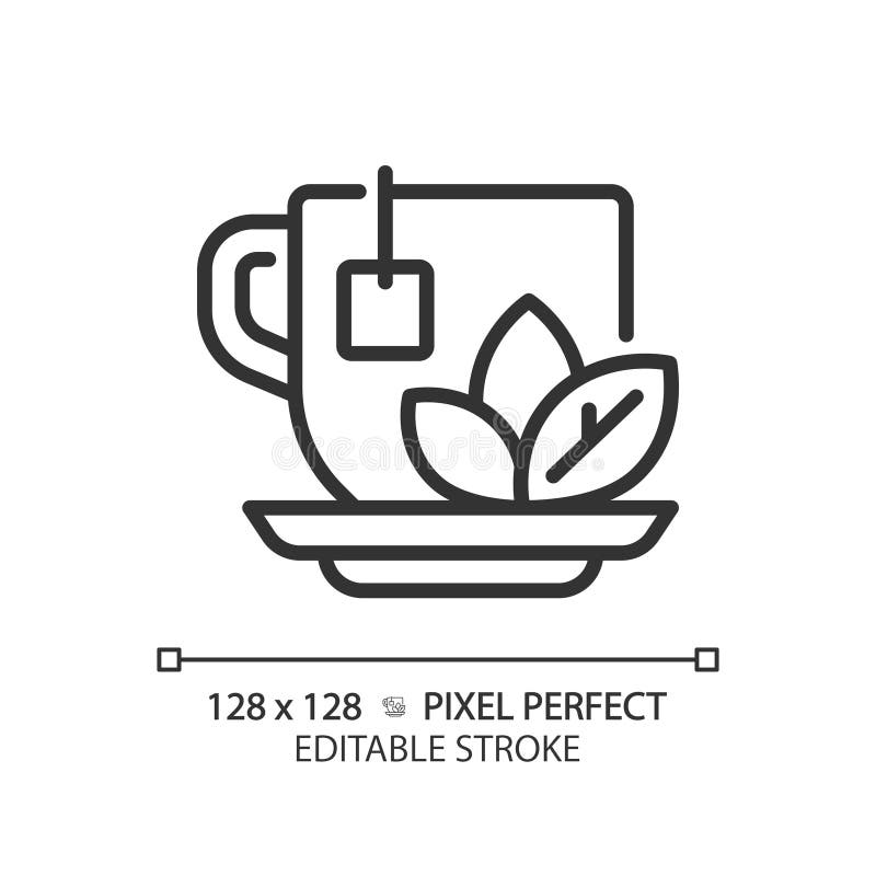 2D Customizable Herbal Tea Black Linear Icon Stock Vector ...