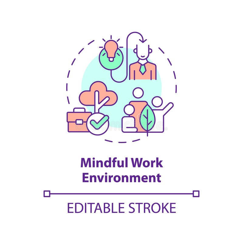 2D Customizable Line Icon Mindful Work Environment Concept Stock Vector ...