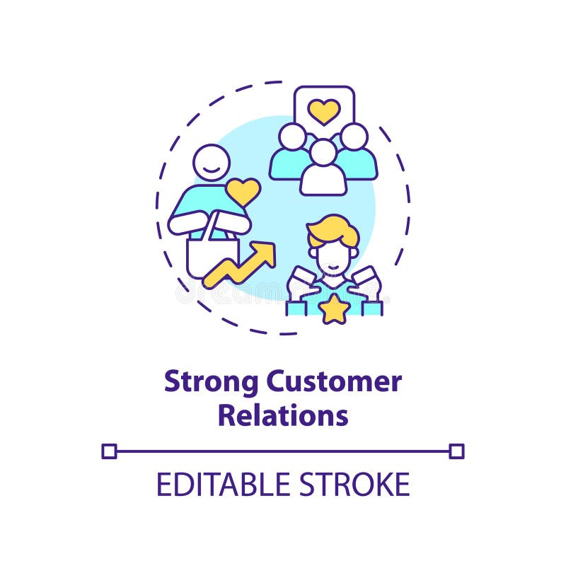 2D Customizable Line Icon Strong Customer Relations Concept Stock ...