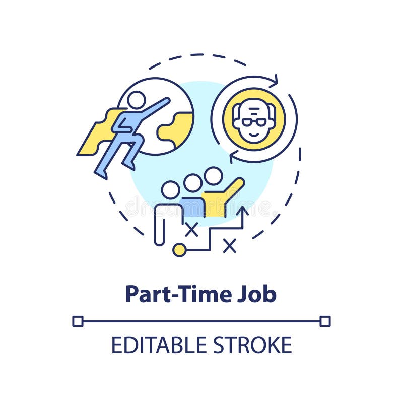 2D Customizable Part-time Job Line Icon Concept Stock Vector ...