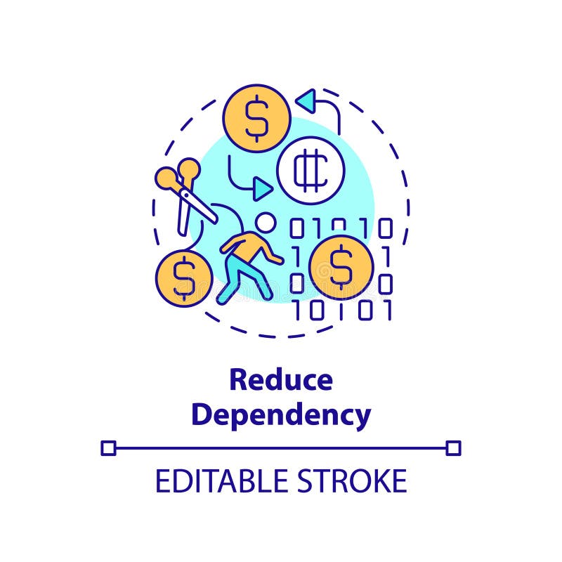 2D Customizable Reduce Dependency Line Icon Concept Stock Vector ...