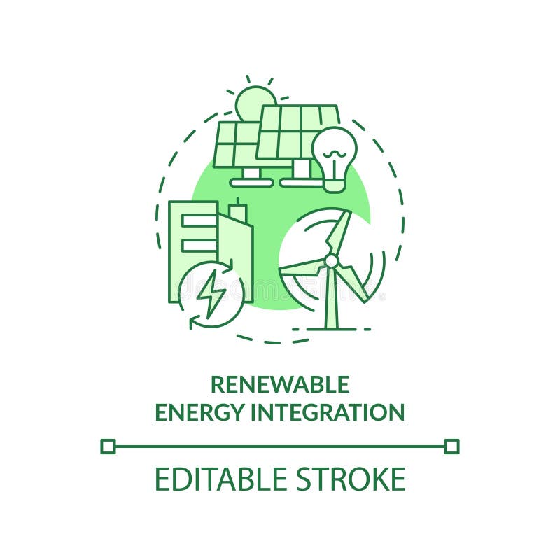 2D Customizable Renewable Energy Integration Line Icon Concept Stock ...