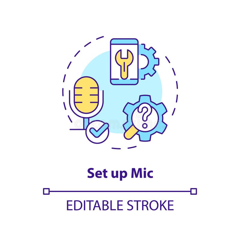 2D Customizable Set Up Mic Line Icon Concept Stock Vector ...
